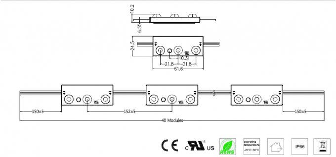 6500K CCT Channel Letter LED Modules 24V DC With 30000hrs Lifetime