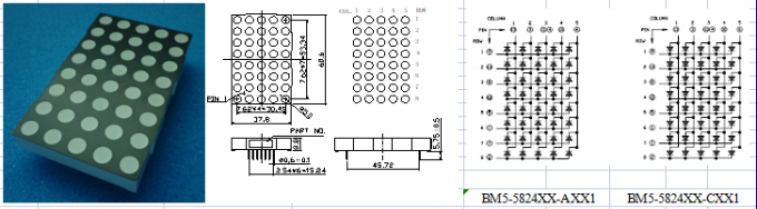 Common Cathode Display Dot Matrix , 2.4 Inch Led Matrix 5x8 For Digital ...